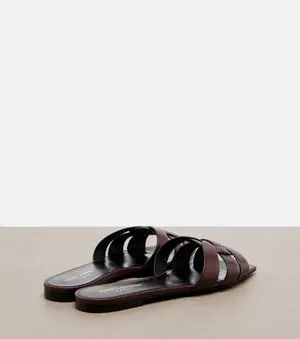 Saint Laurent Tribute Leather Sandals - Brown