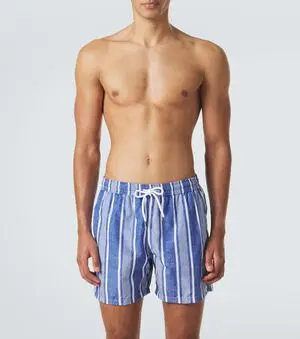 Fedeli Striped Swim Trunks - Blue