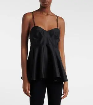 RÓHE Peplum Wool And Silk Bustier Top - Black