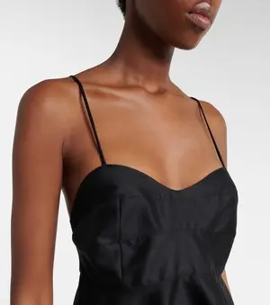 RÓHE Peplum Wool And Silk Bustier Top - Black