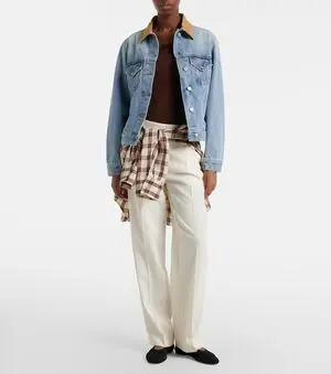 RÓHE Suede-trimmed Denim Jacket - Blue