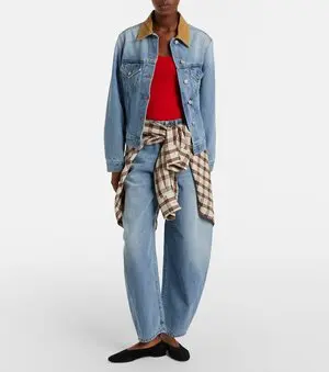 RÓHE Suede-trimmed Denim Jacket - Blue
