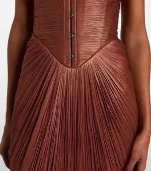 MARIA LUCIA HOHAN Susie Silk Bustier Gown - Brown
