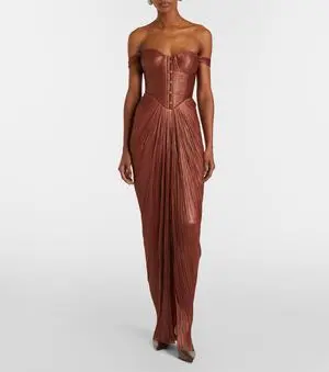 MARIA LUCIA HOHAN Susie Silk Bustier Gown - Brown