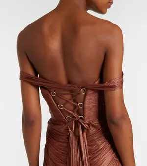 MARIA LUCIA HOHAN Susie Silk Bustier Gown - Brown