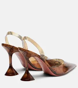 Amina Muaddi Holli Snake-print Slingback Pumps - Beige