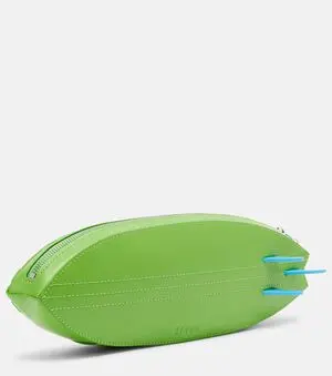 Staud Surfboard Striped Leather Clutch - Green