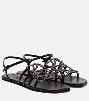Loewe Petal Anagram Leather Sandals - Brown