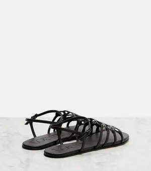 Loewe Petal Anagram Leather Sandals - Brown