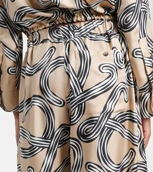 Loewe Paula's Ibiza Anagram Silk Wide-leg Pants - Beige