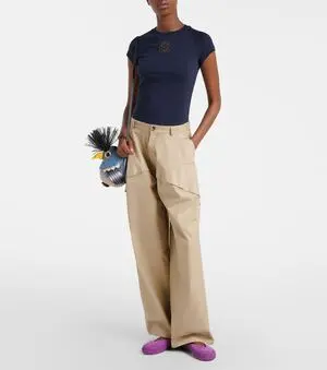 Loewe Paula's Ibiza Rio Suede Mary Jane Flats - Purple
