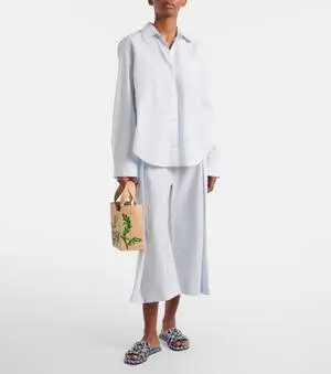 Loewe Wide-leg Cotton-blend Poplin Trousers