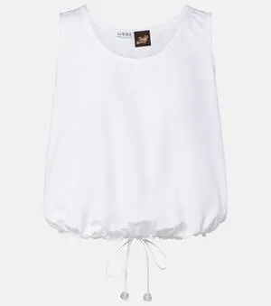 Loewe Paula's Ibiza Cotton Poplin Crop Top - White