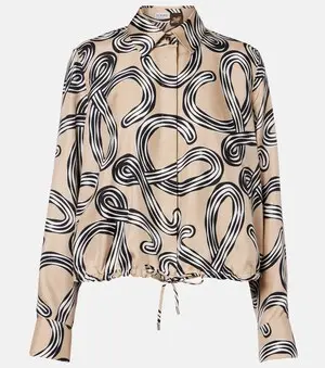 Loewe Paula's Ibiza Anagram Silk Shirt - Beige