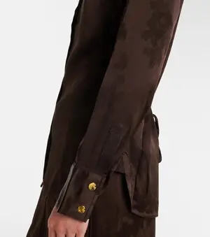 GANNI Satin Jacquard Shirt - Brown