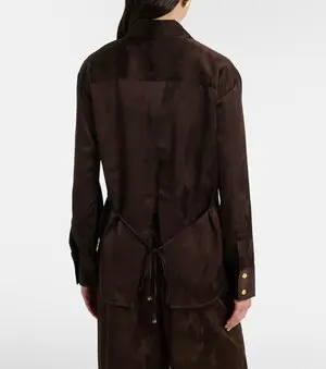 GANNI Satin Jacquard Shirt - Brown