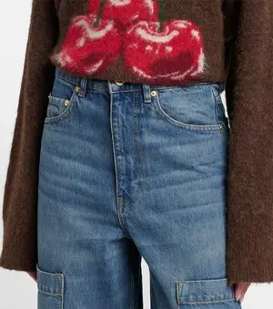 GANNI Mid-rise Wide Leg Cargo Jeans