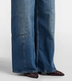 GANNI Mid-rise Wide Leg Cargo Jeans