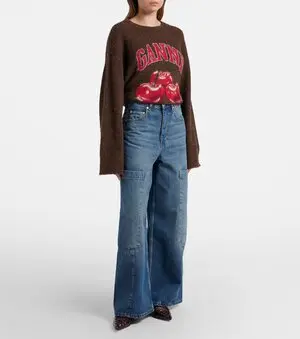 GANNI Mid-rise Wide Leg Cargo Jeans