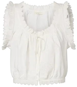 DÔEN Traveler Embroidered Top - White
