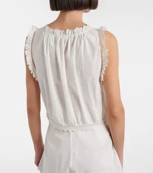 DÔEN Traveler Embroidered Top - White