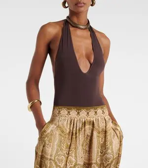 Zimmermann Luna Halterneck Bodysuit - Brown