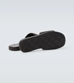 Gucci Logo Canvas And Leather Slides
