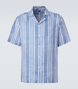 Fedeli Striped Linen Bowling Shirt