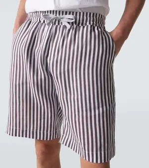 Fedeli Striped Linen Drawstring Shorts