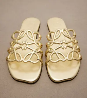 Loewe Paula's Ibiza Petal Anagram Slides - Gold