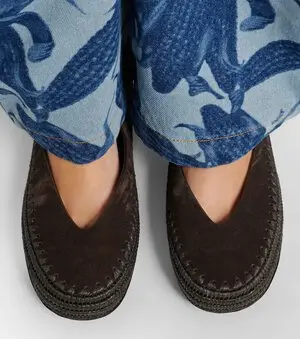 Loewe Rio Suede Mary Jane Flats - Brown