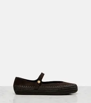 Loewe Rio Suede Mary Jane Flats - Brown