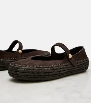 Loewe Rio Suede Mary Jane Flats - Brown