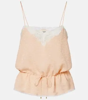 Chloé Lace-trimmed Silk Jacquard Camisole - Pink