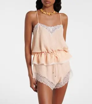 Chloé Lace-trimmed Silk Jacquard Camisole - Pink