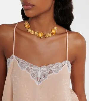 Chloé Lace-trimmed Silk Jacquard Camisole - Pink