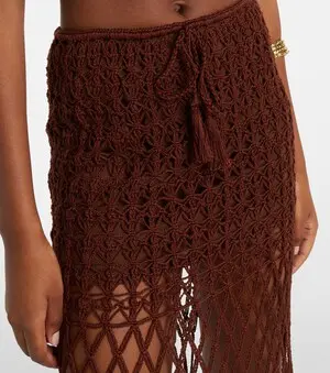 Anna Kosturova Crochet Fringed Cotton Miniskirt