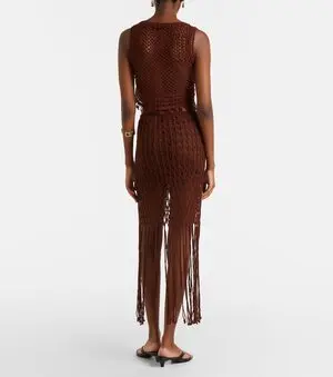 Anna Kosturova Crochet Fringed Cotton Miniskirt