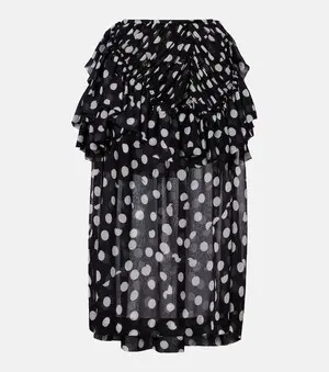 Dries Van Noten Polka-dot Ruffled Midi Skirt - Black