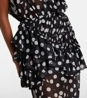 Dries Van Noten Polka-dot Ruffled Midi Skirt