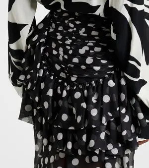 Dries Van Noten Polka-dot Ruffled Midi Skirt