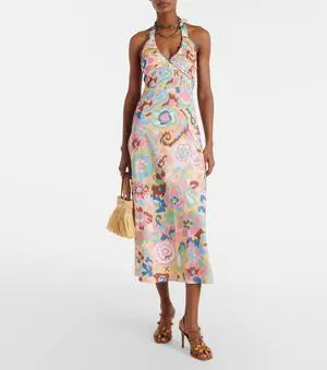 Rixo Ilyana Printed Cotton Jersey Midi Dress