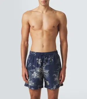 Moncler Archivio Floral Swim Trunks - Blue