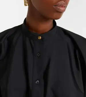 La DoubleJ Embroidered Cropped Cotton Shirt - Black