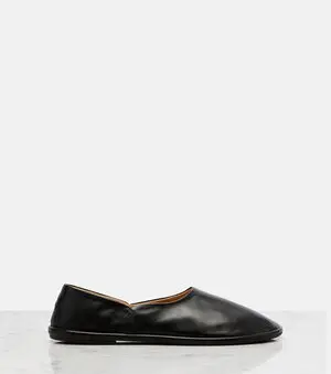 THE ROW Canal Leather Slip-on Shoes - Black