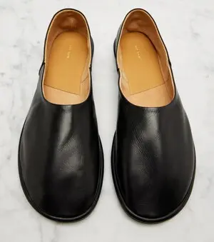 THE ROW Canal Leather Slip-on Shoes - Black