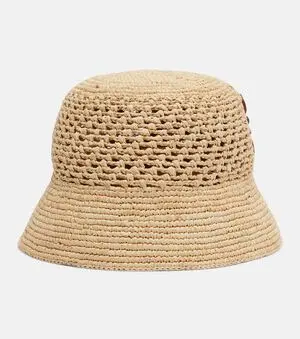 Loewe Anagram Raffia Bucket Hat