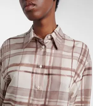 Brunello Cucinelli Checked Silk Shirt - Beige
