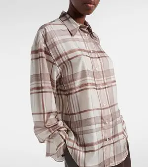 Brunello Cucinelli Checked Silk Shirt