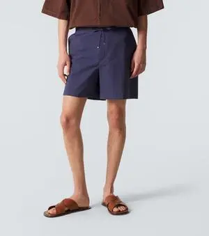 Loewe Paula's Ibiza Cotton-blend Poplin Shorts - Blue